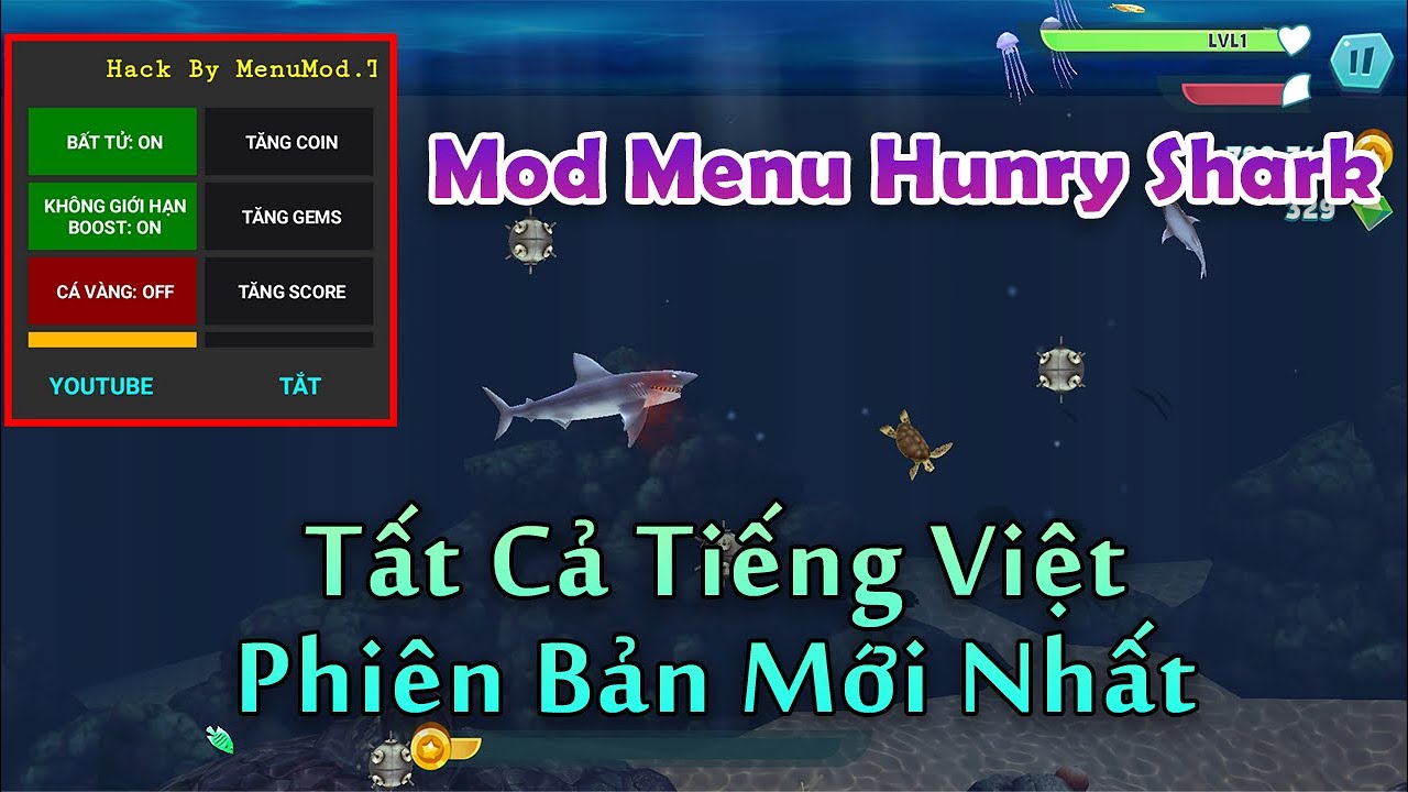 Menu Mod Hungry Shark Cập Nhật Mới Nhất | Black Undo - YouTube