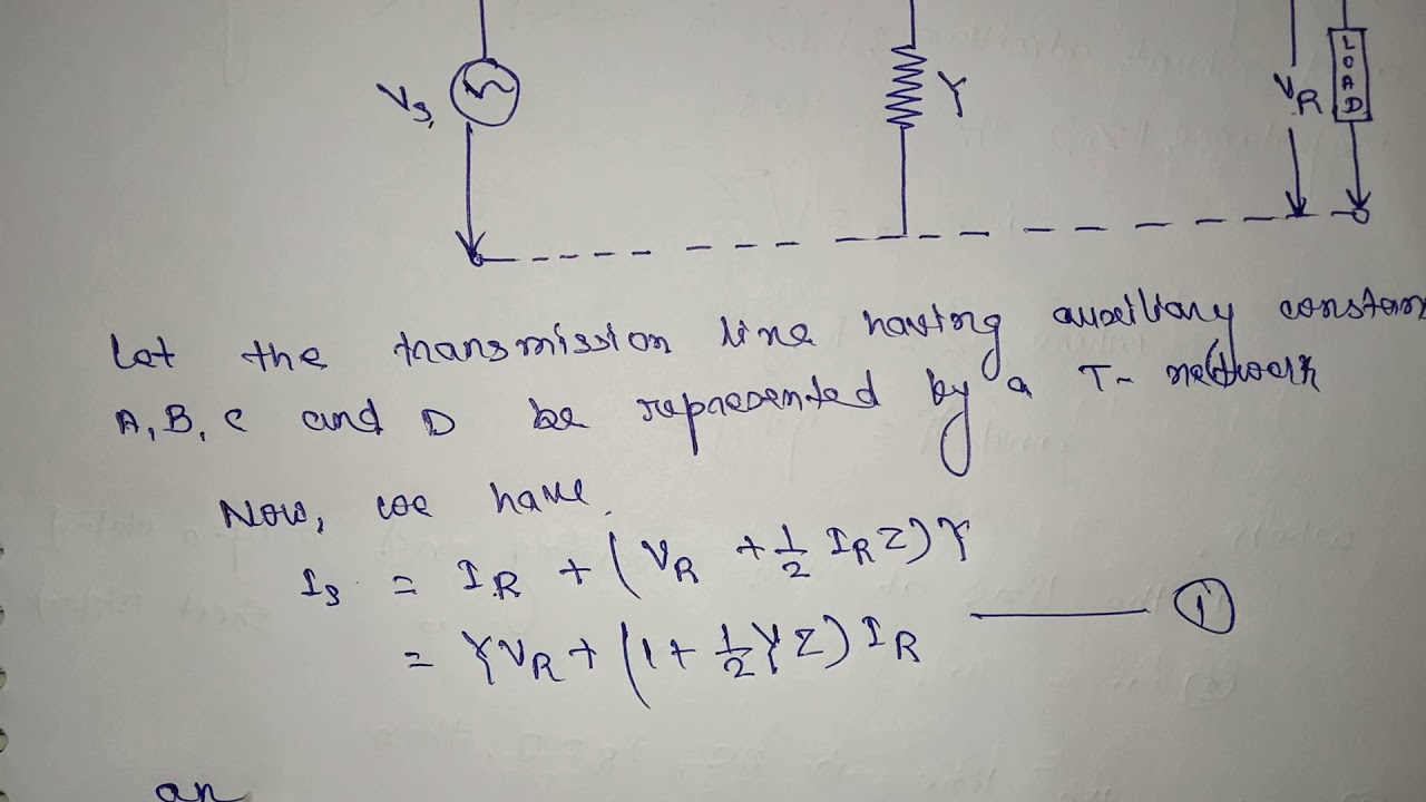 Equivalent T-network of a long transmission line - YouTube