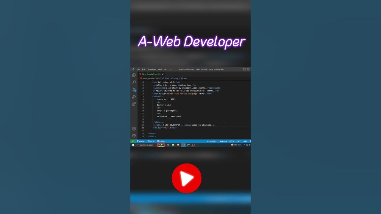 Watch Full Tutorials On A Web Developer Coding Html Html5tutorial Viral Code Html