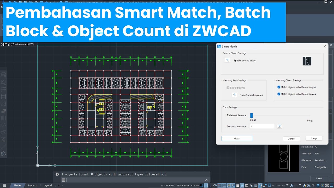 ZWCAD - Smart Series 5 - Pembahasan Smart Match, Batch Block & Object ...