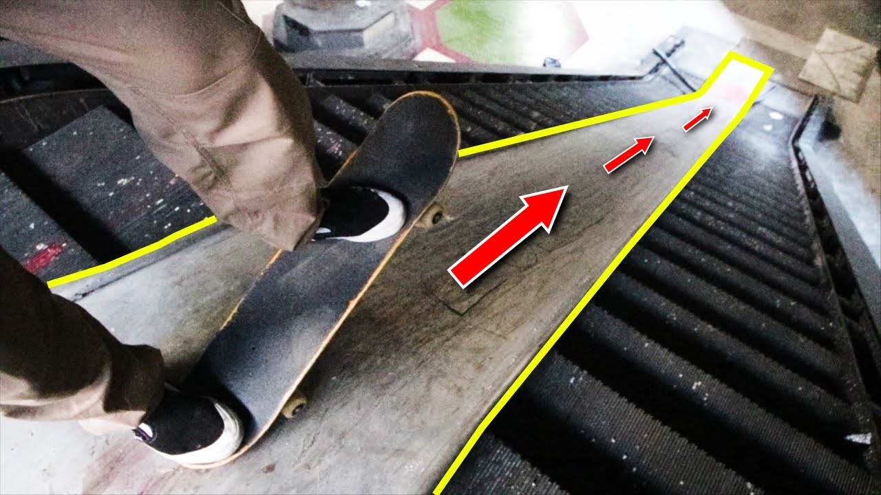 Terrifying Skateboard Drop in! (2 Story Escalator) - YouTube