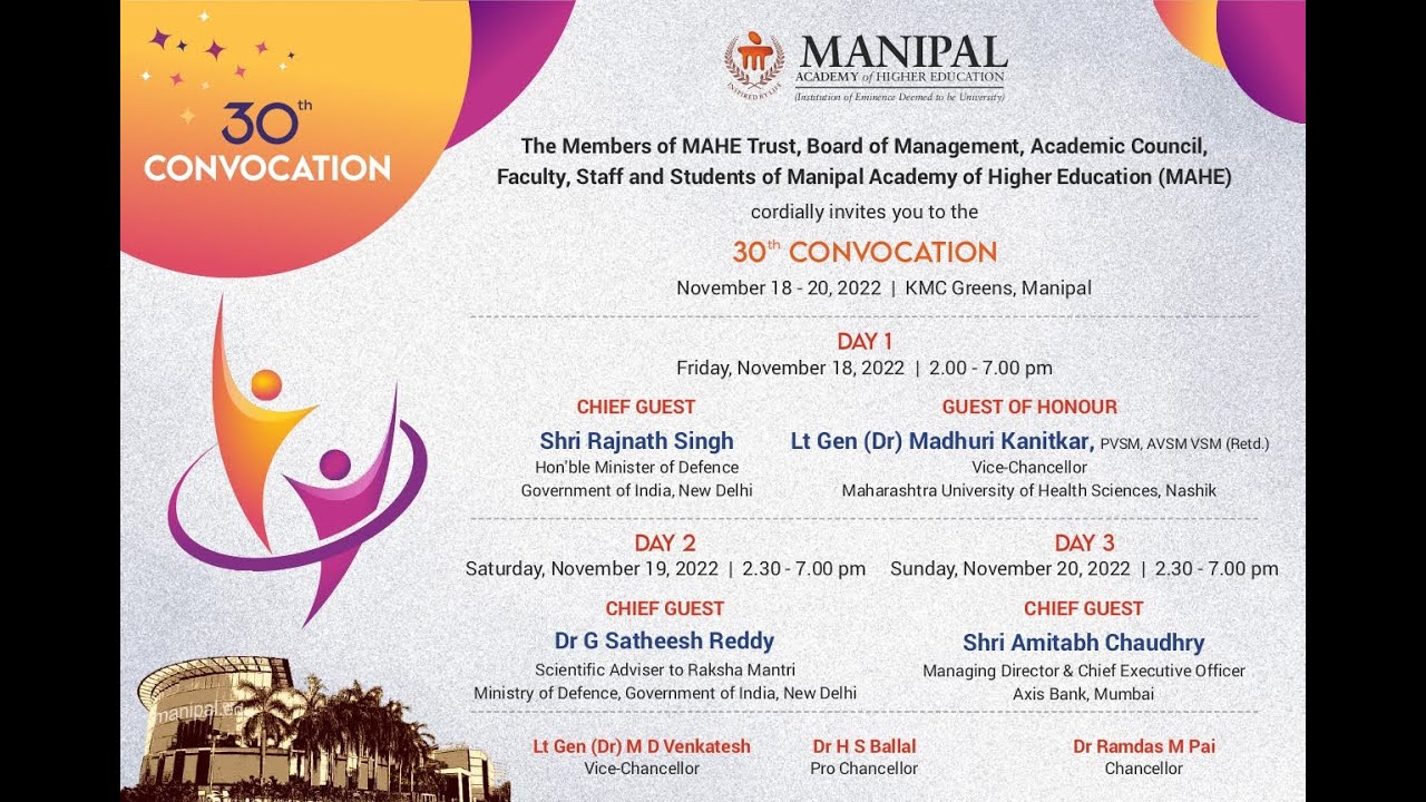 30th Convocation –MAHE, Manipal – 20th November 2022 - YouTube