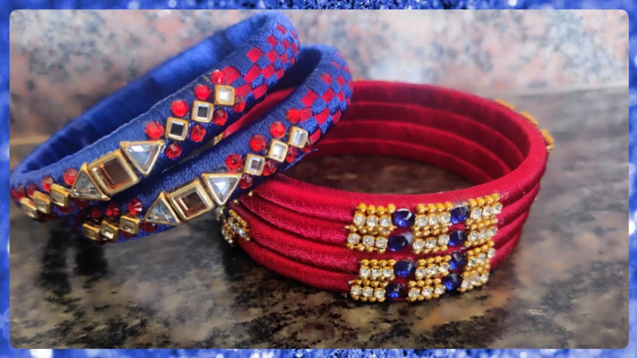 DIY customised kundan bangles/handmade checkerbox silkthreadbangle # ...