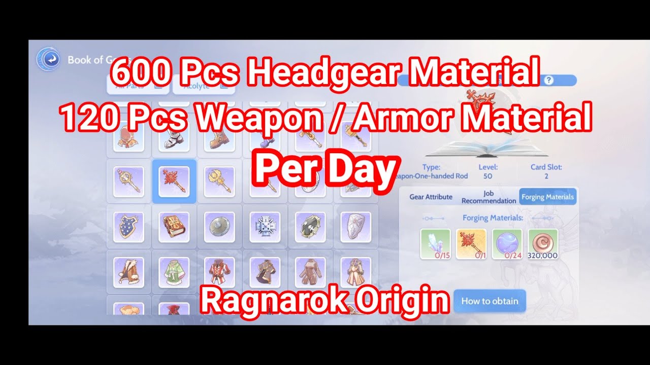 How To Get Material For Equipment Crafting Ragnarok Origin NA - YouTube