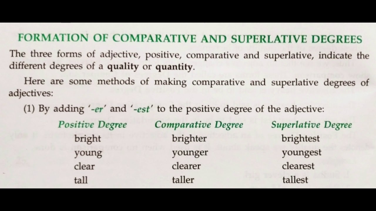 Comparison of Adjective (class 8) - YouTube
