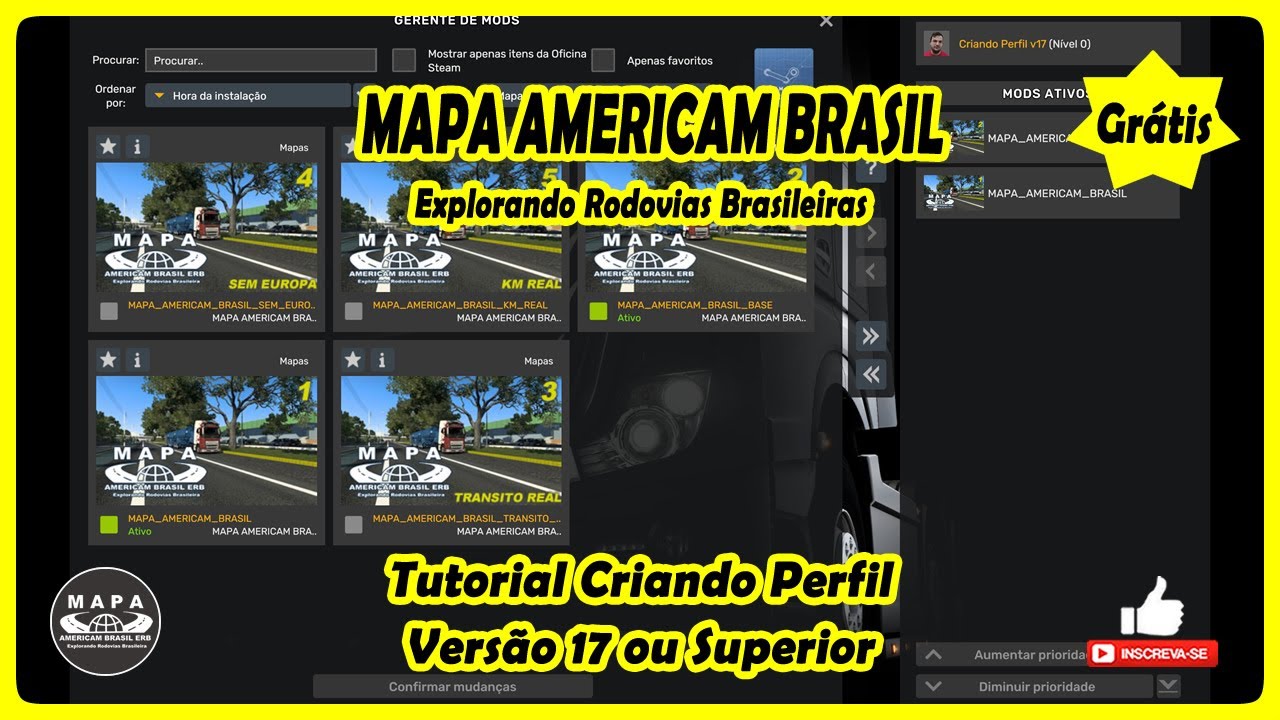 MAPA AMERICAM BRASIL - Tutorial Criando Perfil - Versão 17 ou Superior ...