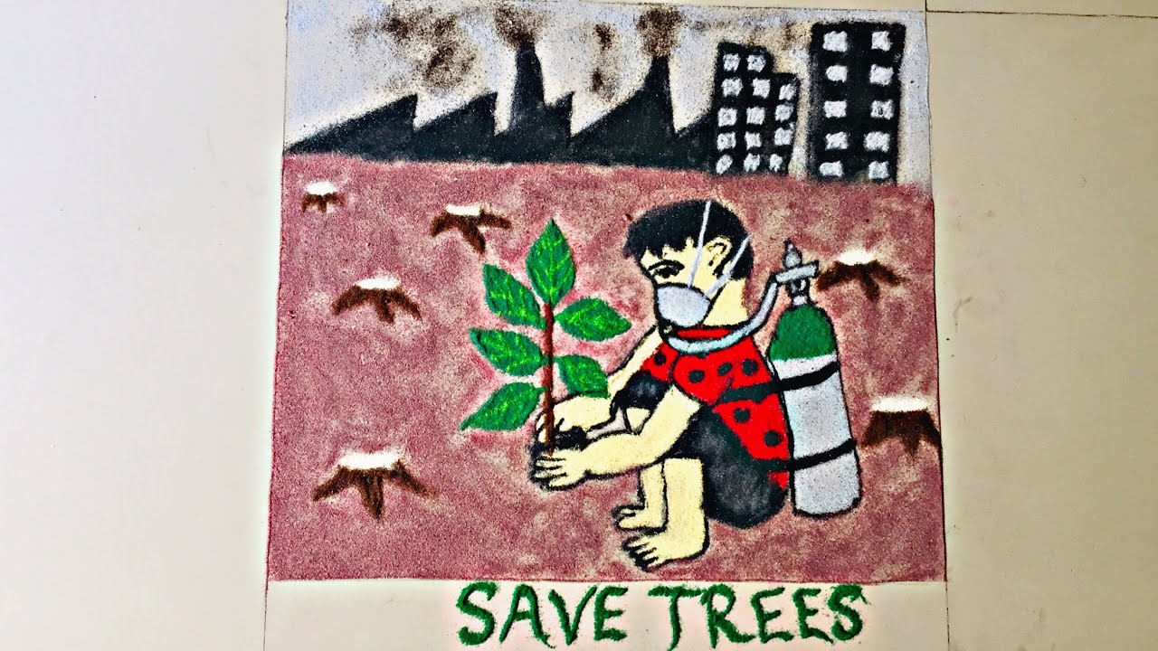 Save Trees Rangoli /(Oxygen Our life)Save Tree Rangoli /Don’t Cut Trees ...