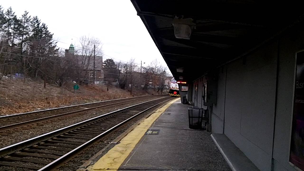 MBTA Commuter Rail Arriving At Auburndale With MP36PH Locomotive In ...