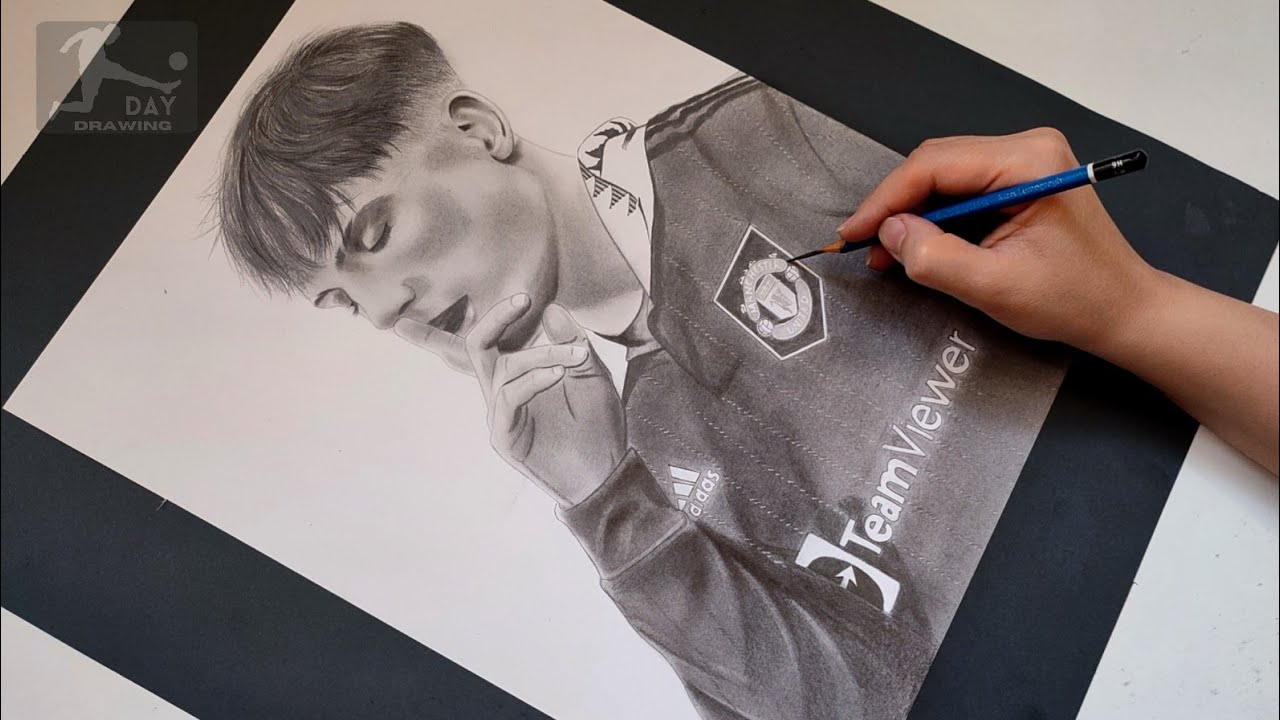 Garnacho Manchester United. day drawing || How to draw Alejandro ...