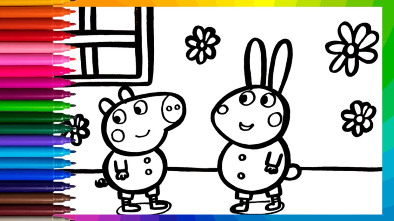 How To Draw George Pig and Richard Rabbit From Peppa Pig | Peppa Pig ...