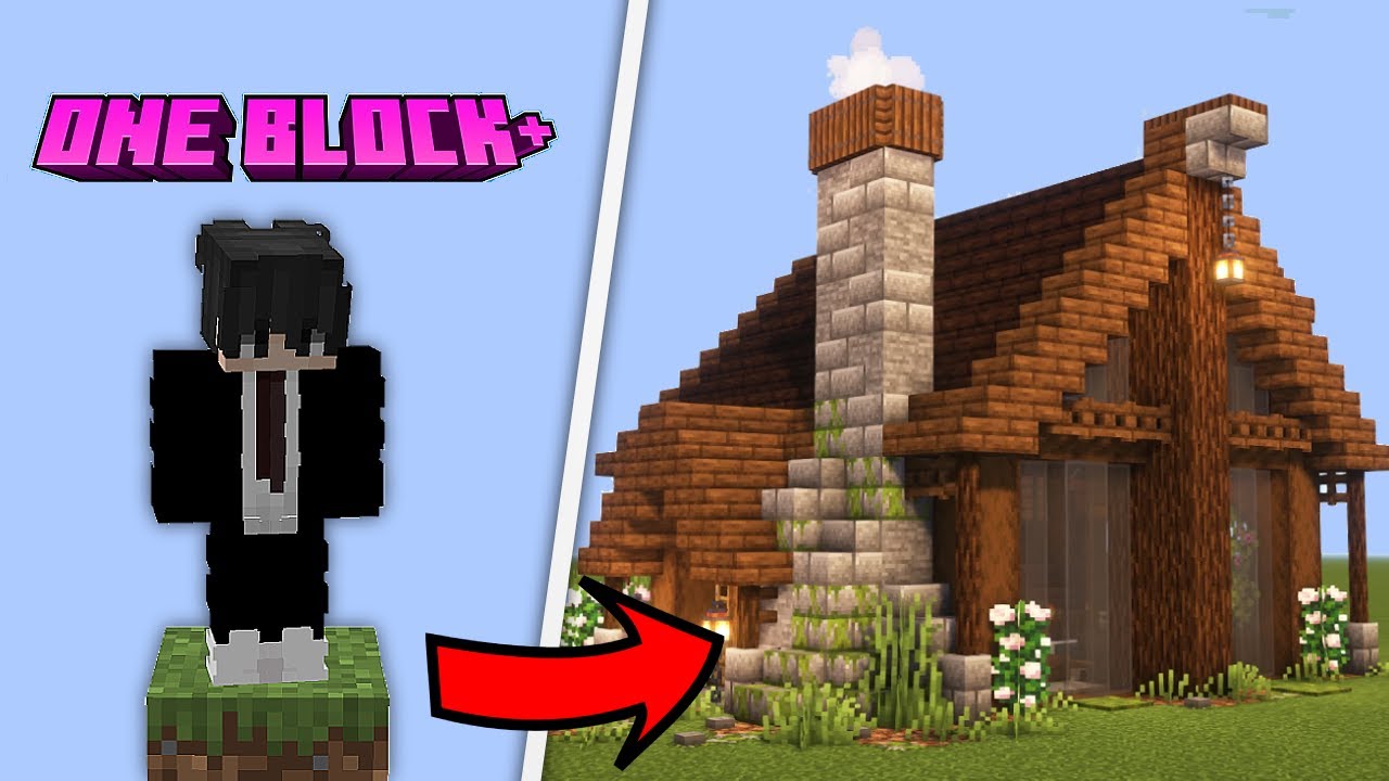 I Built A MANSION In ONE BLOCK Minecraft - YouTube