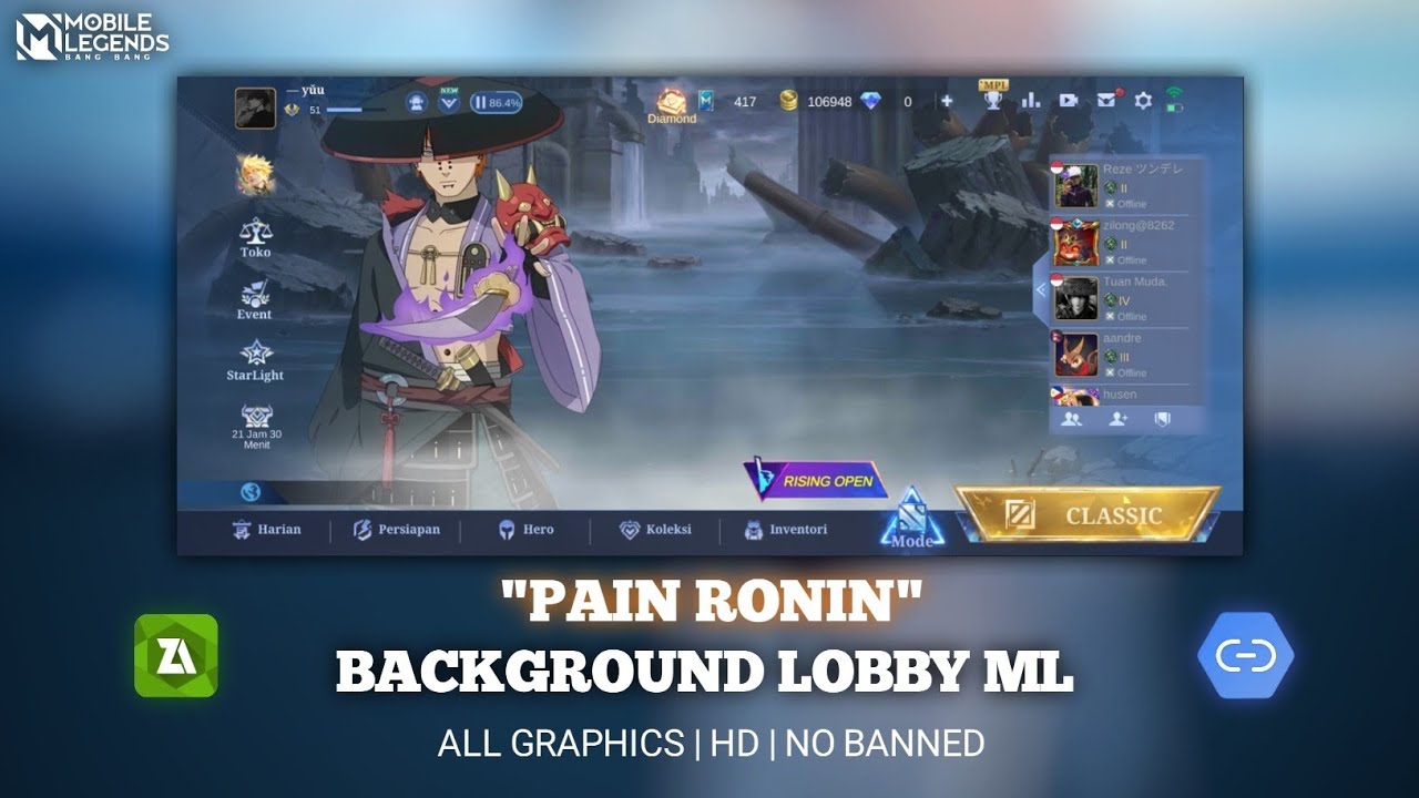 INTERFACE LOBBY ML PAIN RONIN PATCH LUKAS | MOBILE LEGENDS - YouTube