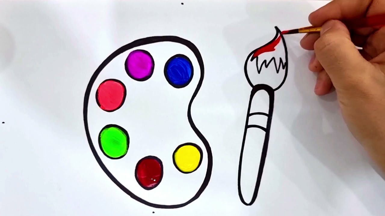 How to Draw a Paints and Brushes | Рисуем Краски и Кисточки | Bolalar ...