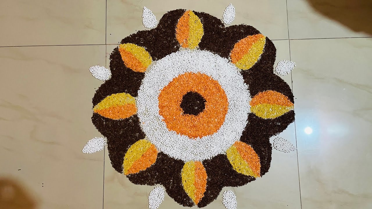 Simple Rangoli Designs With Dals (Pulse) || Rangoli Designs 2021 ...