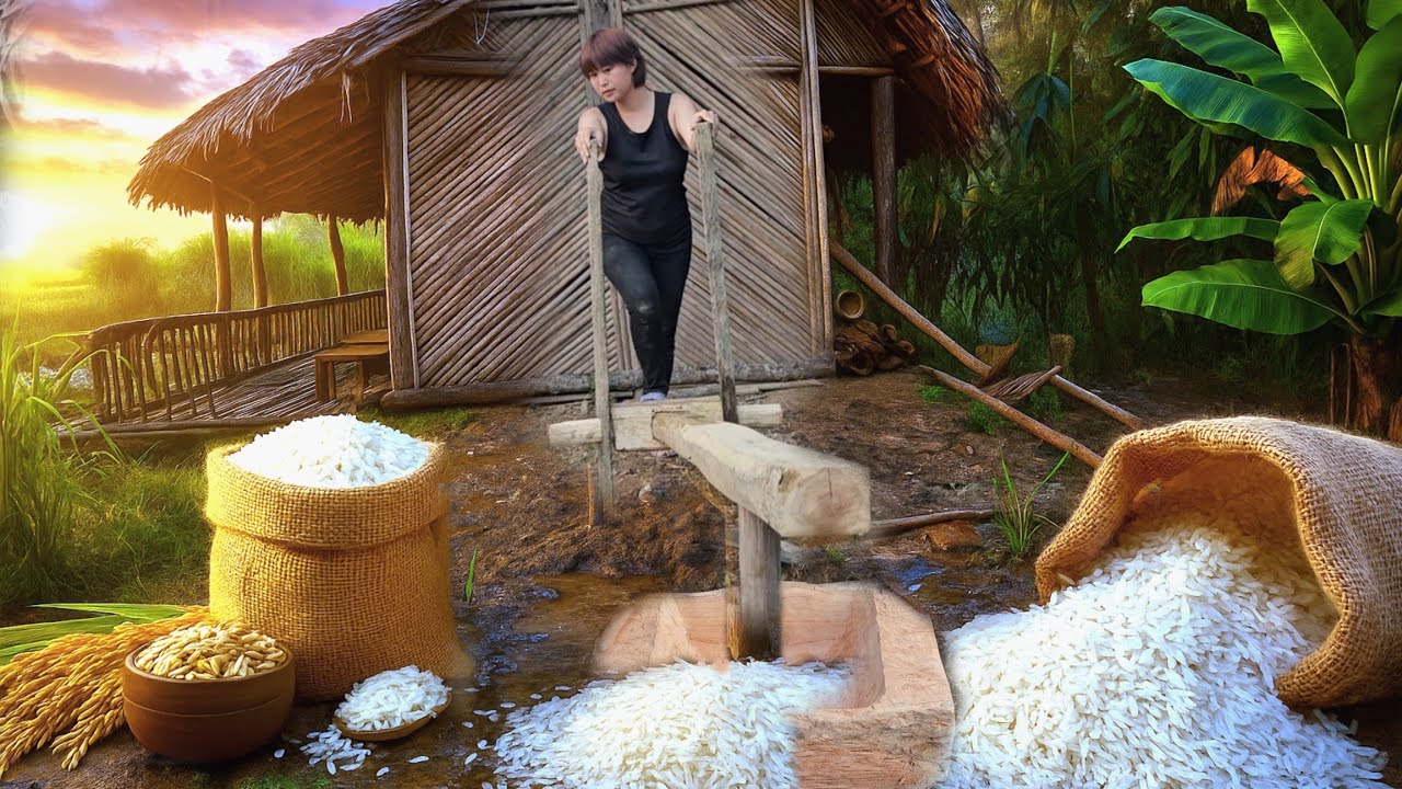 How to make rice grains completely by hand in primitive times, make ...