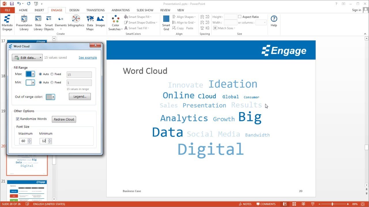 Create A Word Cloud Using The Engage Powerpoint Add In Youtube