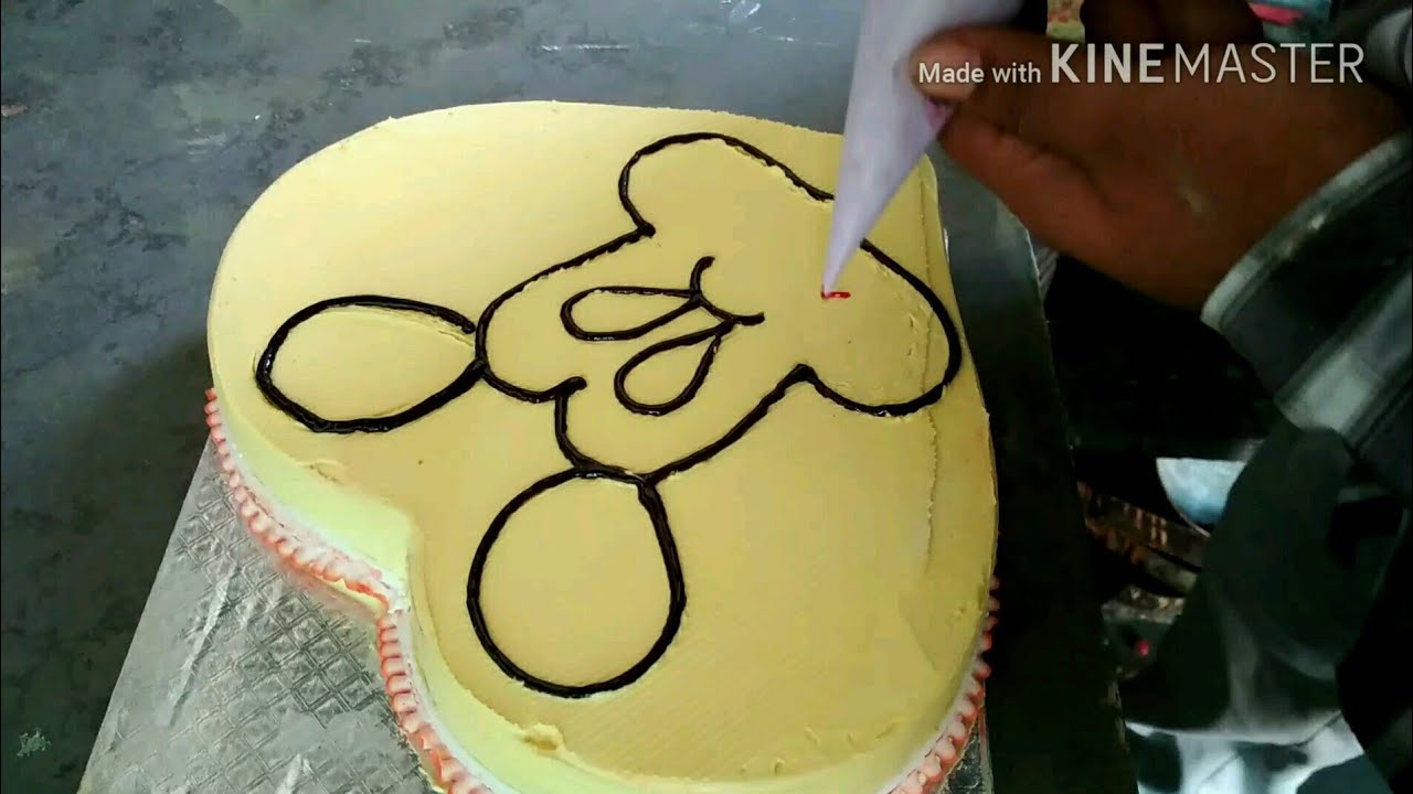 heart shape cake Mickey mouse decorating. - YouTube