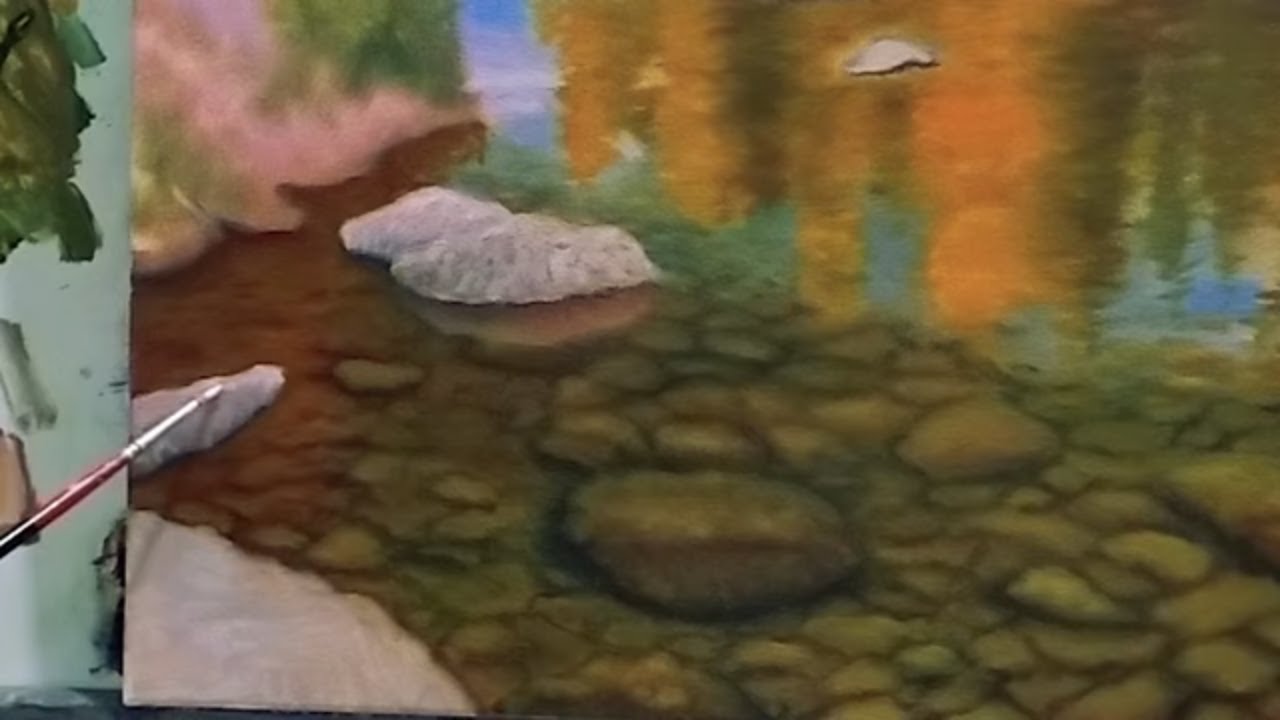 Осенний пейзажкак нарисовать прозрачную воду как нарисовать камни под