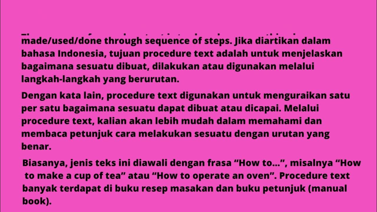 Pengertian Procedure Text Dari penjelasan di atas dapat disimpulkan ...