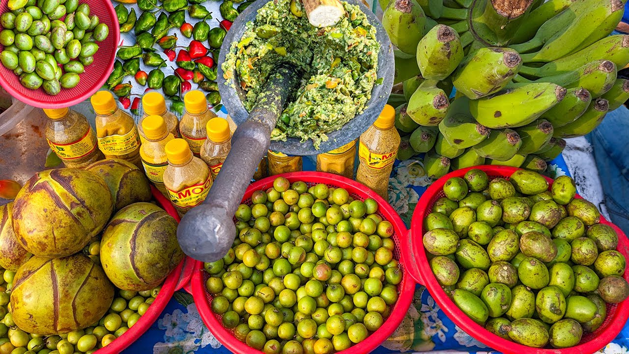Green Fruits Recipe Kacha Fruits Vorta | কাঁচকলা, তেতুল, বড়োই, আমরা ...