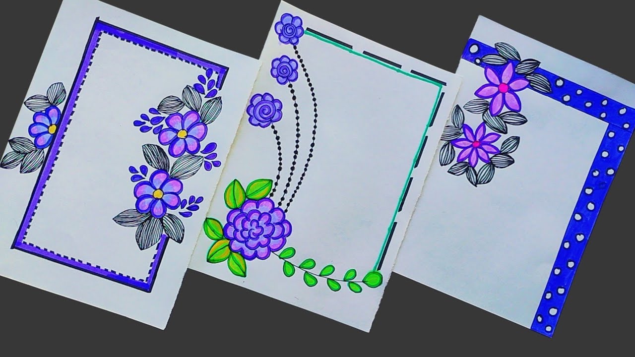 🌹 🌈How To Draw Easy And Beautiful Border Design/Amazing Border Design ...