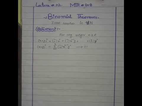 Binomial theorem mathematically proof chapter No2 combinatorics( lectures no2) - YouTube