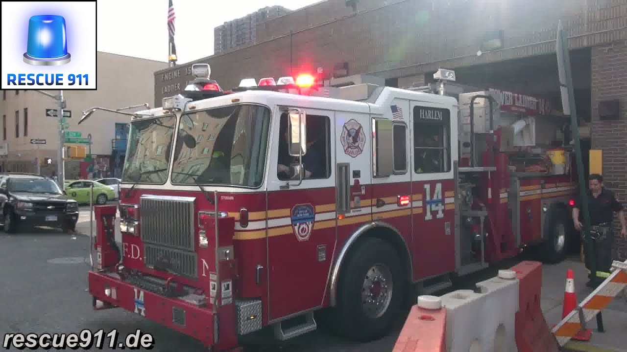 FDNY - Full house response - Ladder 14 + Battalion 12 + Engine 35 - YouTube