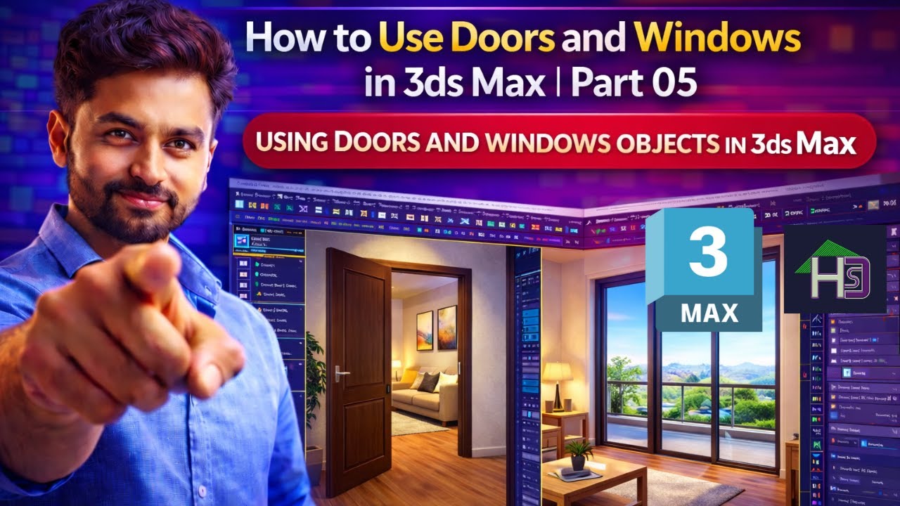 How to Use Doors and Windows in 3ds Max | Part 05 | Using Doors and ...