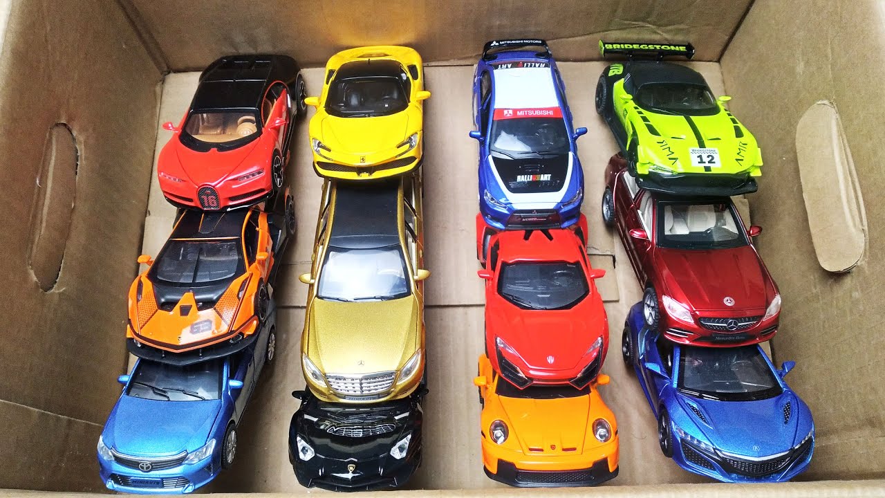 BOX FULL OF Diecast Cars - Corolla, Dodge, Land Cruiser, Tesla, Truck ...