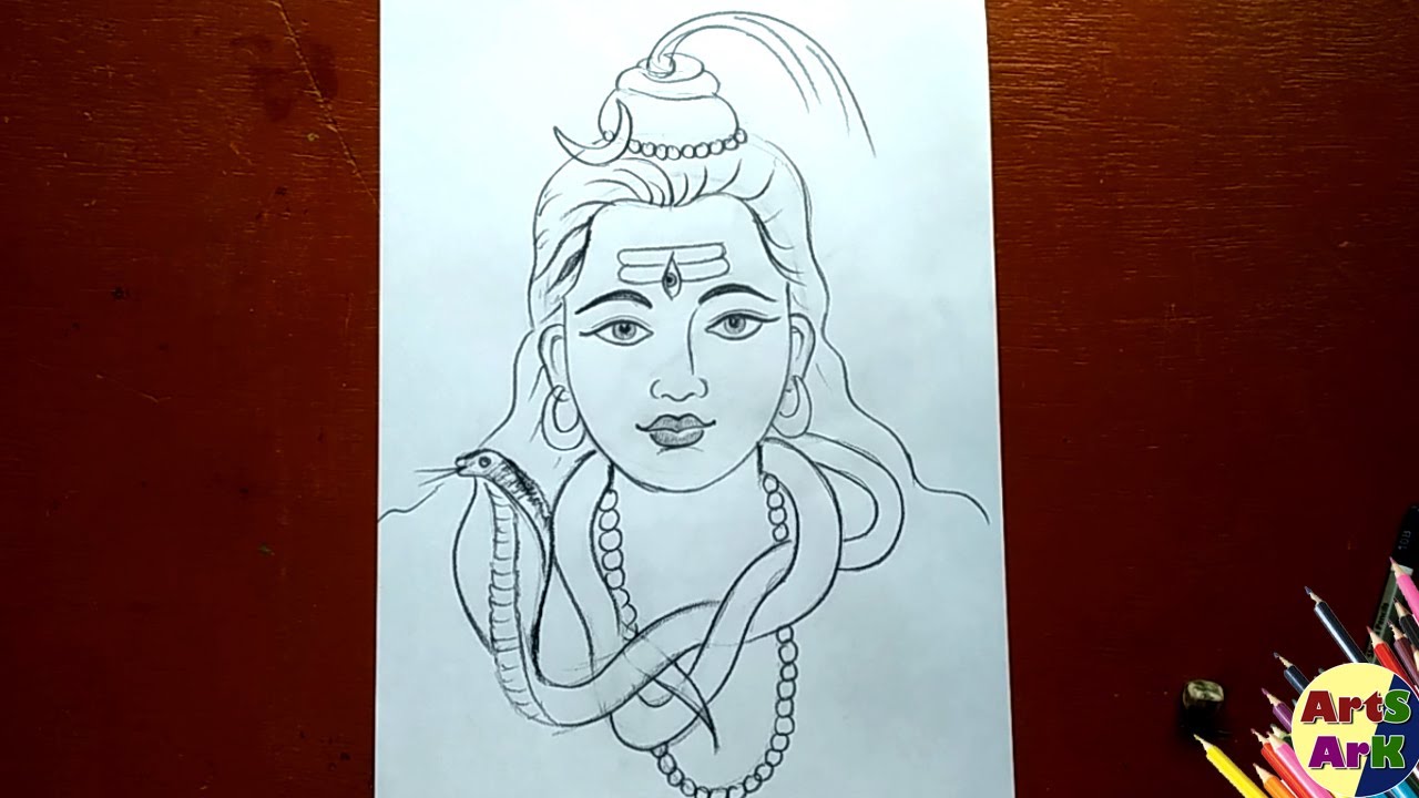 Lord Shiva Line Drawing easy | Shib Thakur drawing | Shiv Ratri special ...