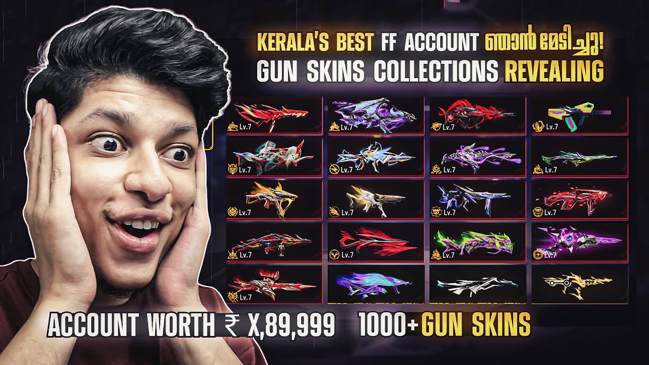 Kerala’s Best FF Account ഞാൻ മേടിച്ചു 😱 New Acc Gun Skins Collections ...