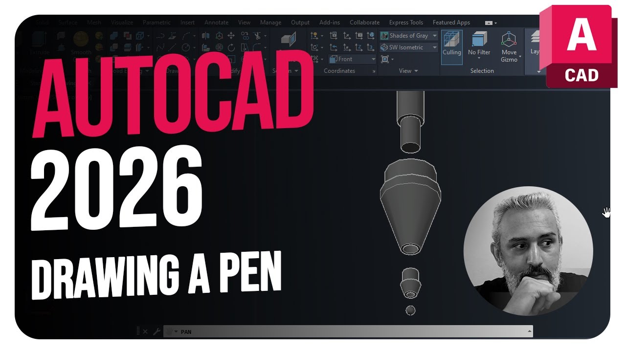 AutoCAD Drawing a pen - YouTube