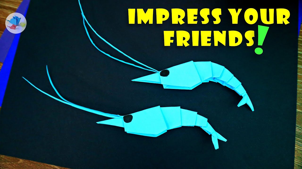 DIY ORIGAMI SHRIMP 🦐 | paper shrimp (prawns) | Paper Crafts For School ...