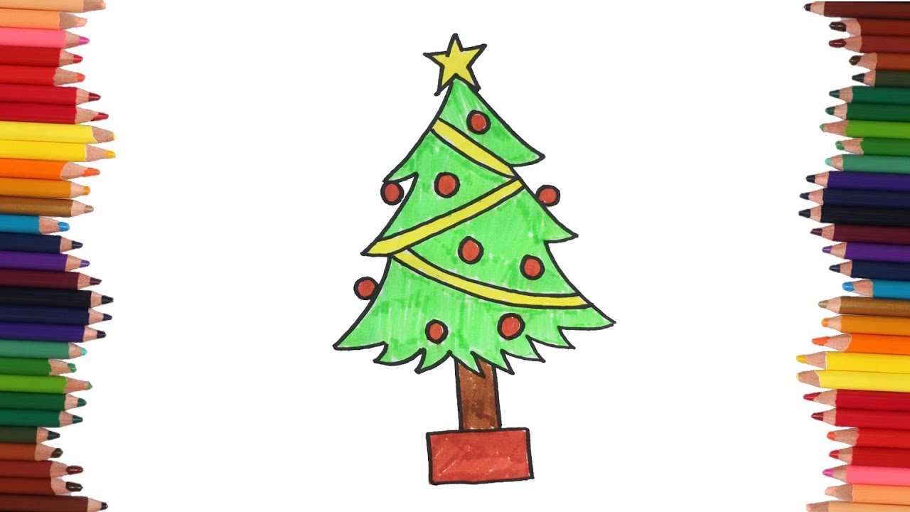 How to draw a christmas tree for kids - YouTube