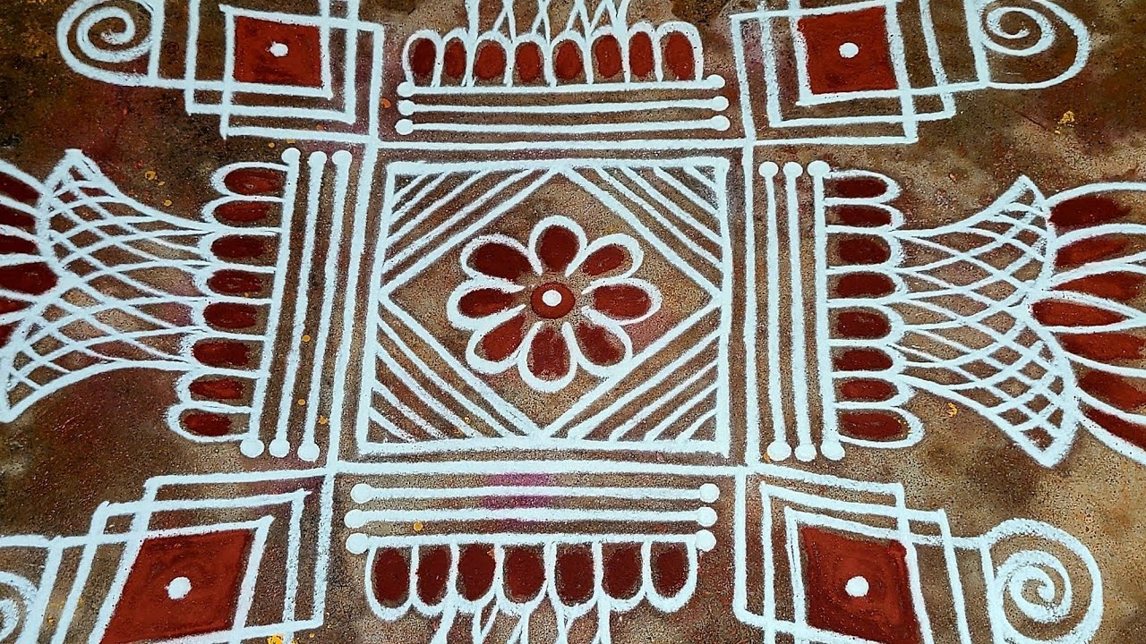 Margazhi matham kolam 16th day rangoli🌺🌼🌺| padi kolam ⚛️| lotus rangoli ...