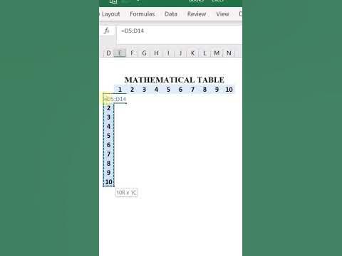 HOW TO CREATE MATHEMATICAL TABLE IN EXCEL - YouTube