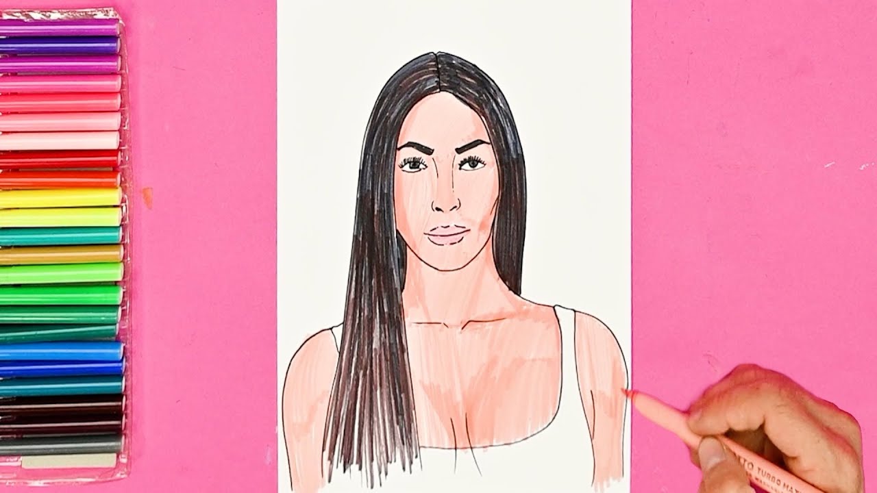 How to draw Kim Kardashian - YouTube
