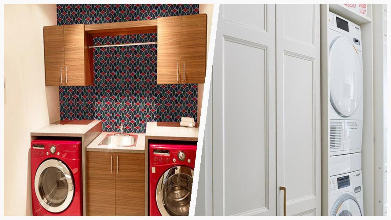 75 Laundry Room With Beaded Inset Cabinets And A Stacked Washer/dryer ...