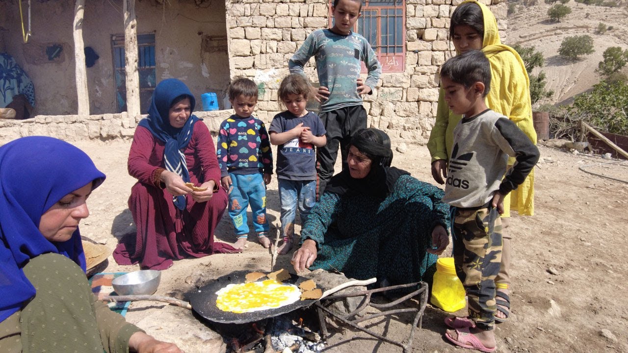 Cleaning the Yard & Having Breakfast _ the village lifestyle of Iran ...