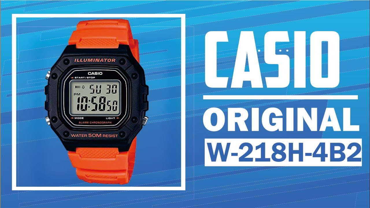 Jam Tangan Casio Original W-218H-4B2 Orange - YouTube