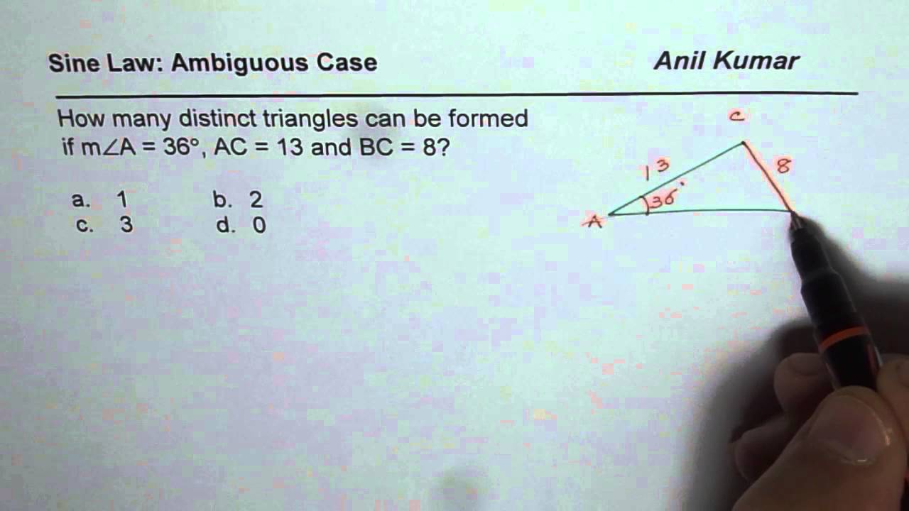 Ambiguous Sine Law Case Multiple Choice - YouTube