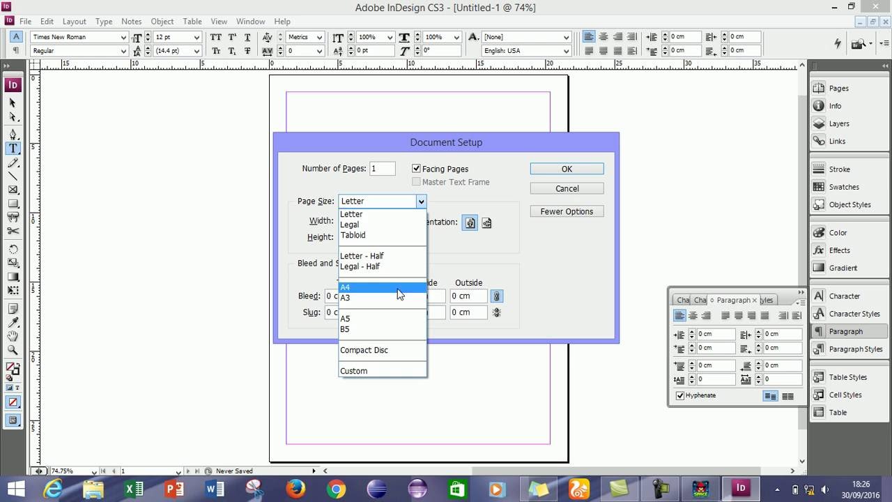 Cara Merubah Jenis Ukuran Layout di InDesign - YouTube