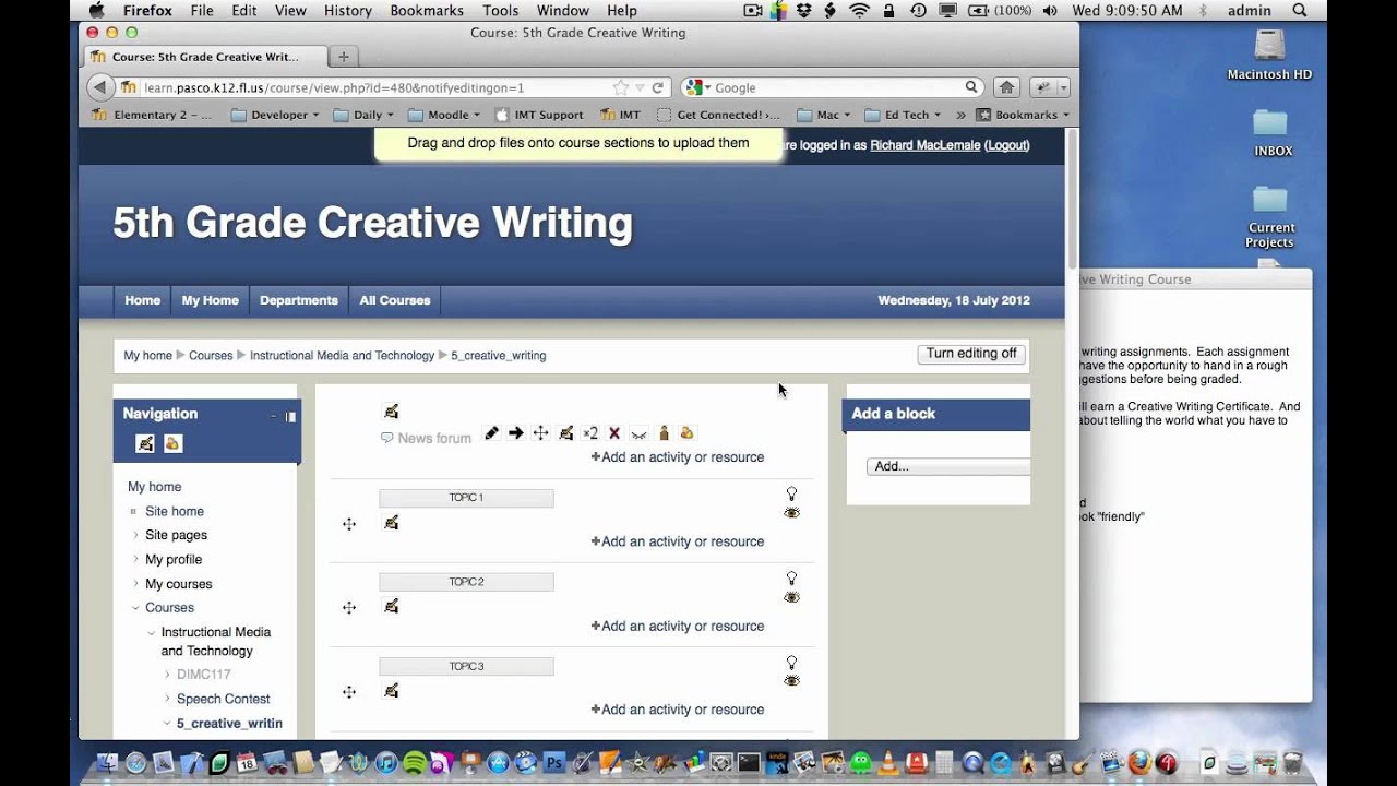 Creating a Moodle 2.3 Course Part 1 - YouTube