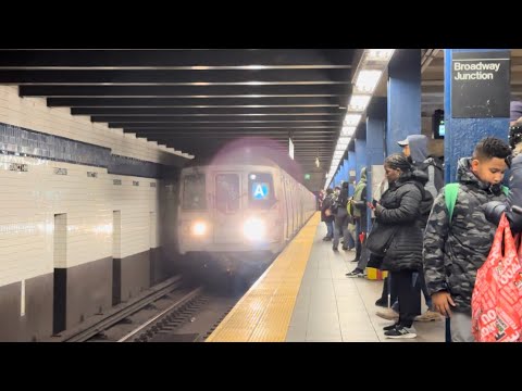 MTA R46 Rockaway Park bound A train on Local Track (+ C train roll sign ...