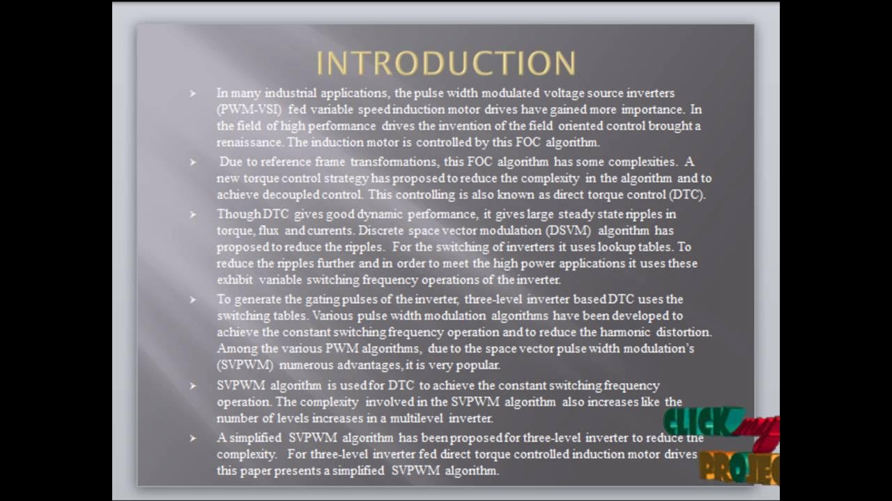 Modified SVPWM Algorithm for Three Level VSI With Synchronized and Symmetrical Waveforms - YouTube