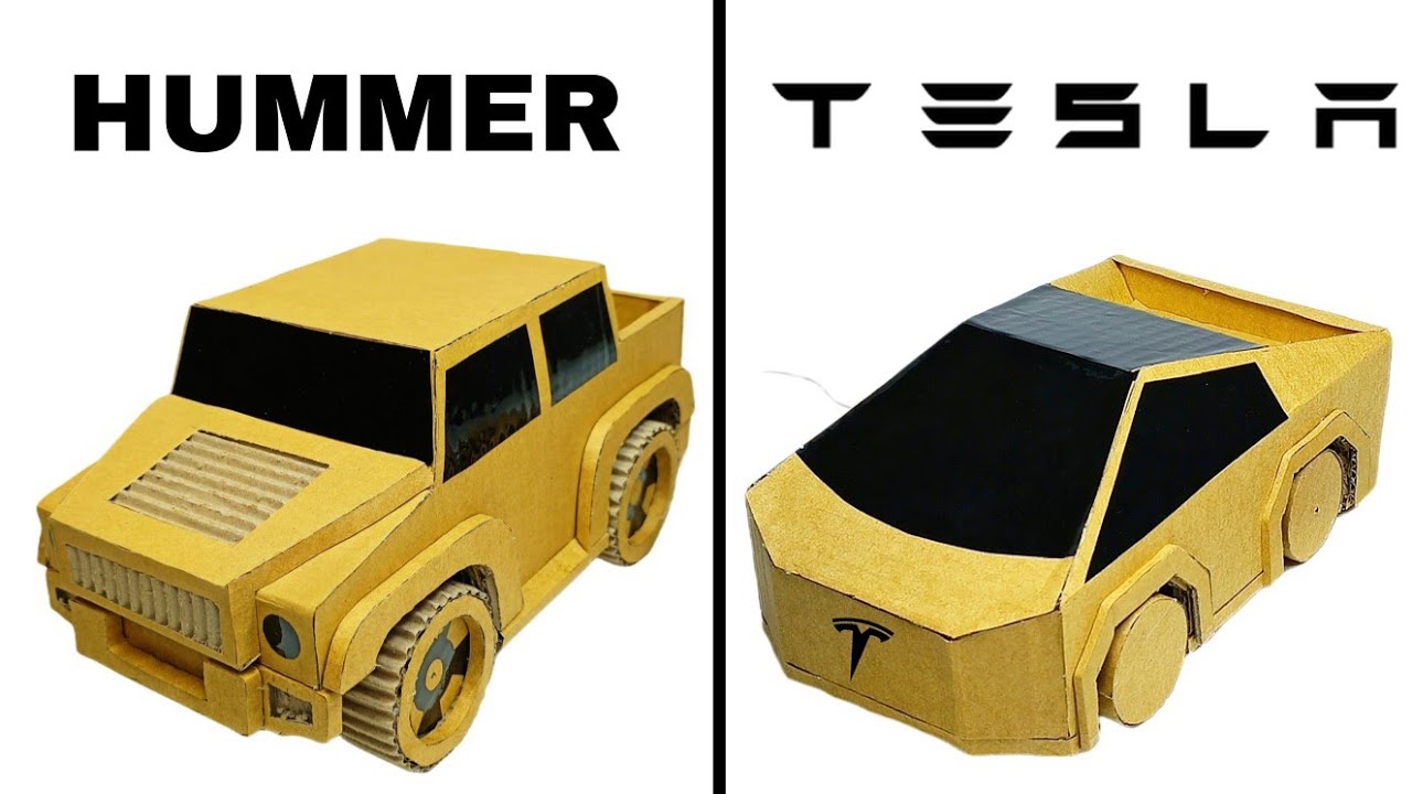 How to make TESLA CYBERTRUCK &HUMMER FROM CARDBOARD | Diy Cardboard Car ...