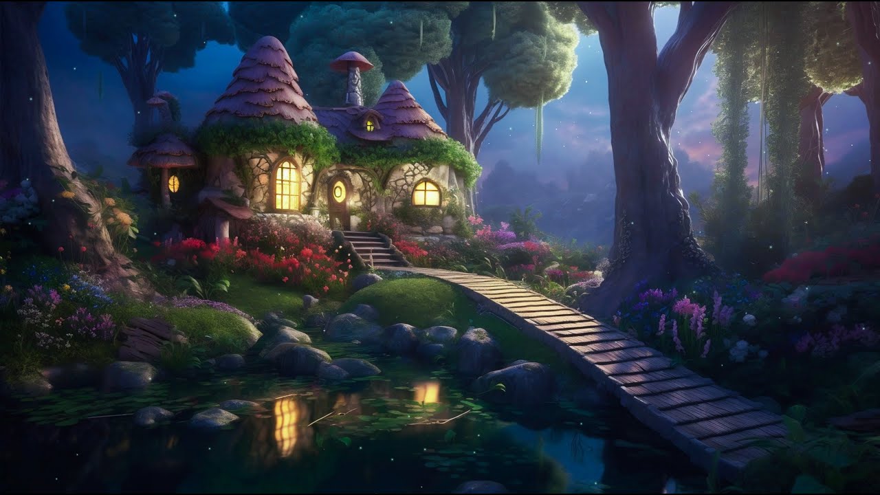 Cozy Magical Witch Cottage -ASMR Ambience with Fireflies, Stars ...