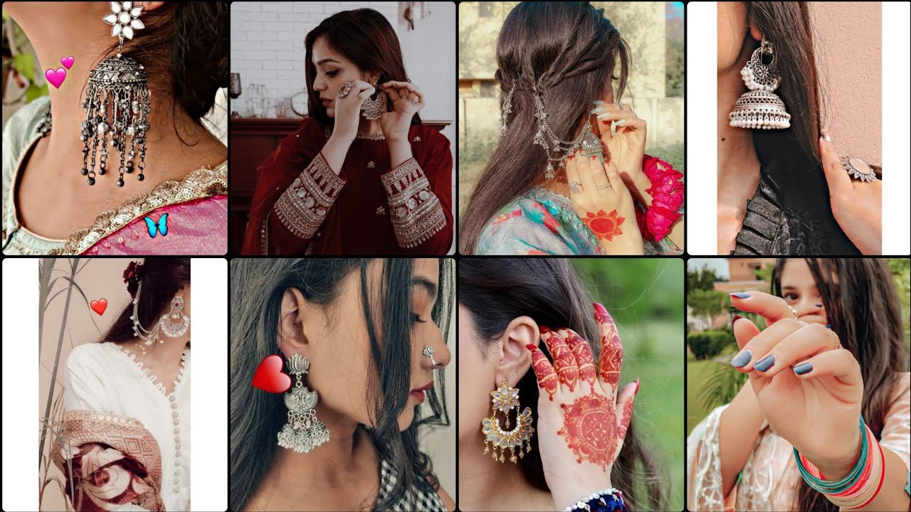 😍🙈Hide face jhumka dp poses | 🔥🥀earrings flaunting pose| hide face ...