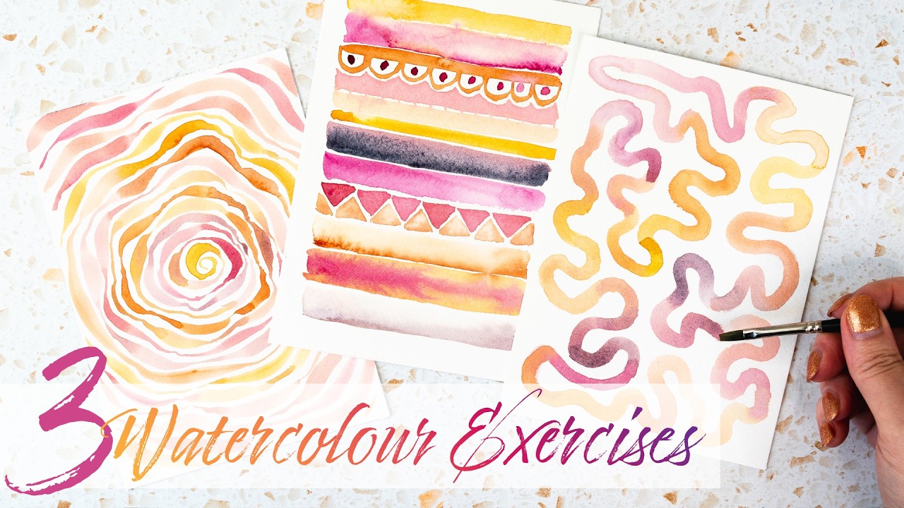 3 Simple Watercolour Exercises using Lines and Stripes - YouTube