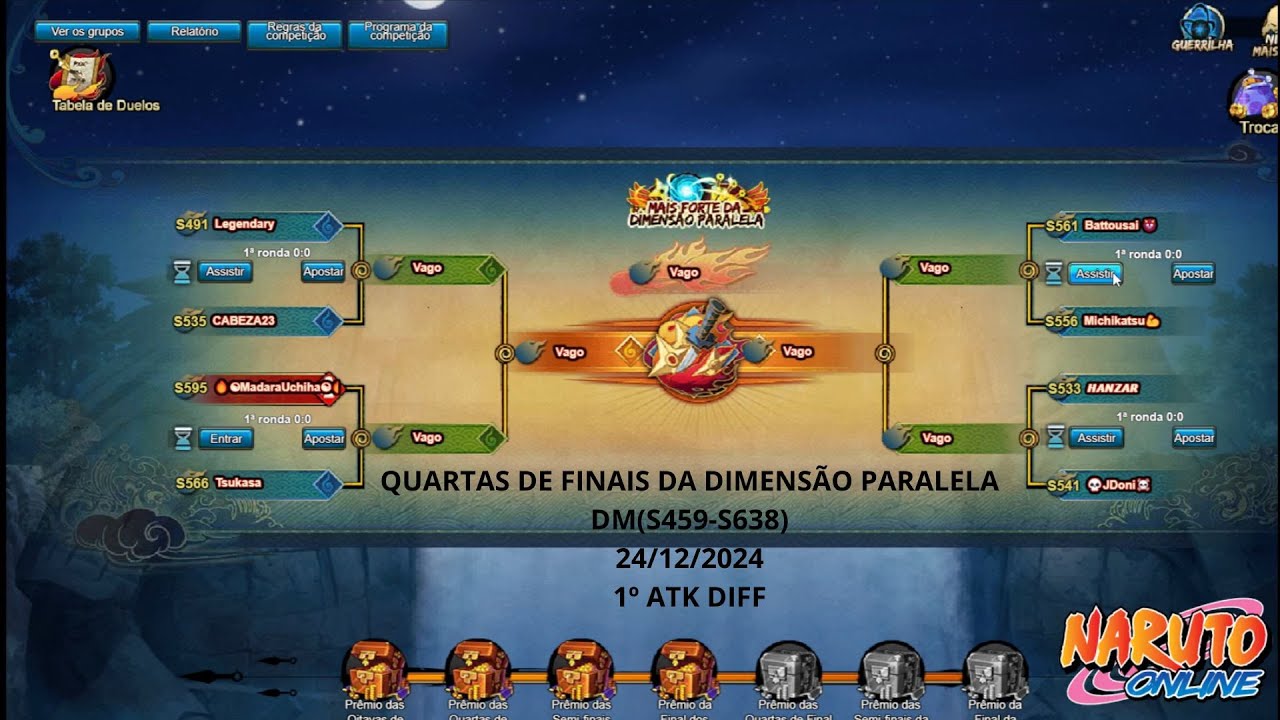 QUARTAS DE FINAIS,DIMENSÃO PARALELA ,1ºATK DIFF, DIMENSÃO(S459-S638) - 24/12/2024 - NARUTO ...